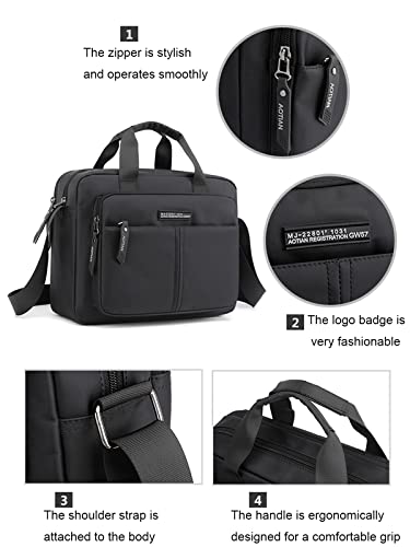 Men's Messenger Bag Nylon Crossbody Shoulder Bag Waterproof Casual Black Handbag Purse for Travel Work, Black