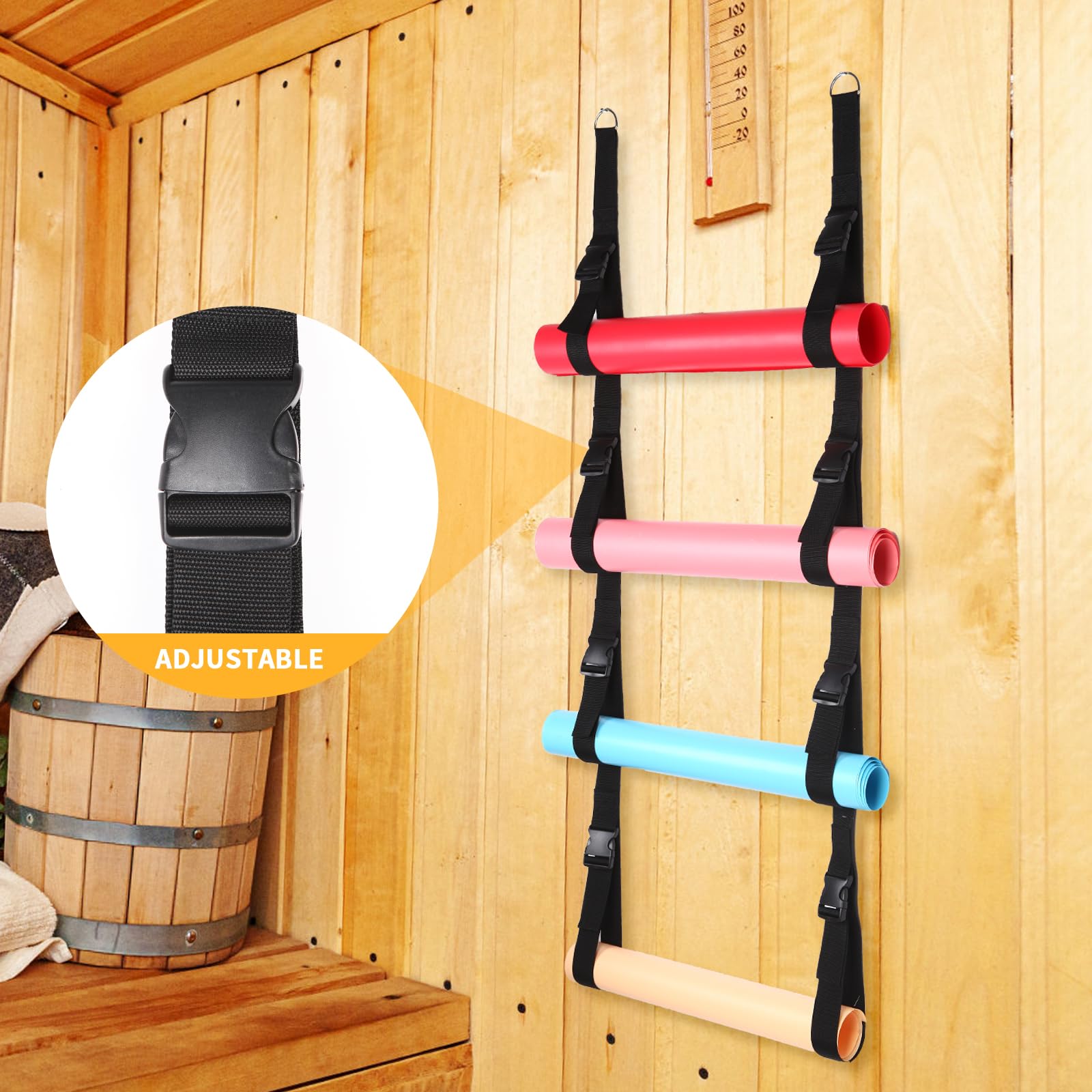Panumly Camping Chair Wall Storage for Garage, Adjustable Garage Wall Organizer Straps with Flexible Release Buckles, Hanging Garage Organization for Beach Chairs, Umbrellas, 4 Storage Holds