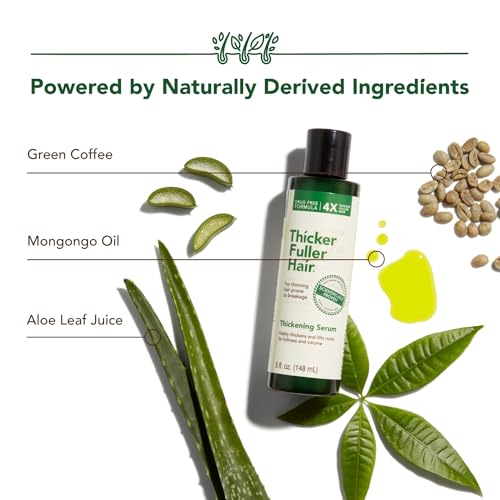 Thicker Fuller Hair Thickening Serum - Thinning Hair Treatment - Hair Volumizer Serum with Natural Ingredients - Fights Breakage - 5 oz