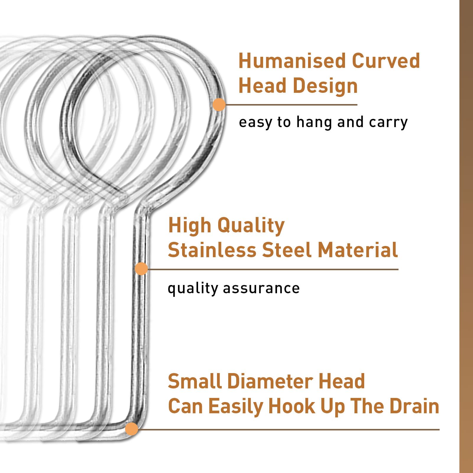 Drain Key Lifting Hooks - 5 Pack 304 Stainless Steel Drain Grate Puller Lift Out Key for Easy Shower Drain Cleaning, Silver