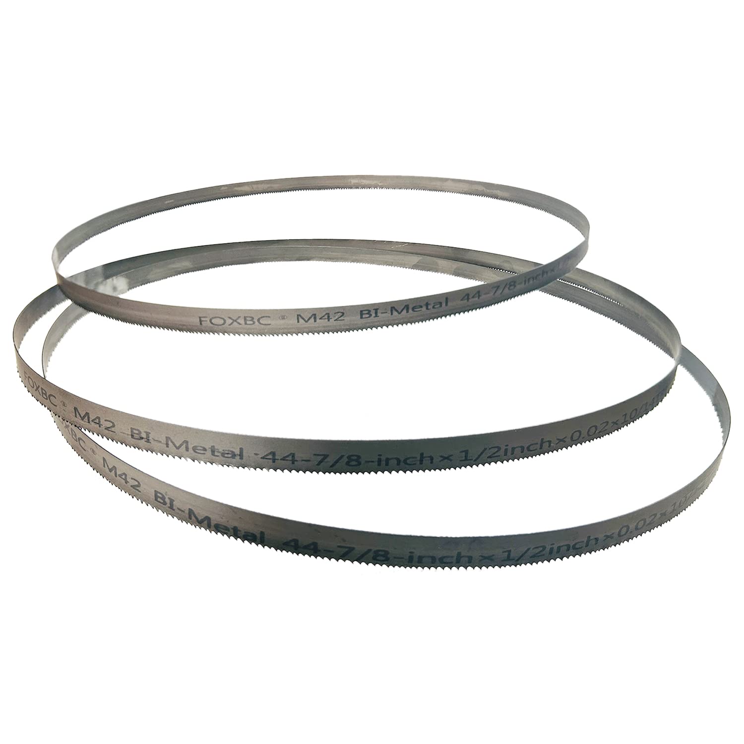 FOXBC 44-7/8 Inch Bandsaw Blades 10/14 TPI for Milwaukee 48-39-0551, DeWalt DCS374B Portable Band Saw, 44-7/8" x 1/2" x .020", 3-Pack
