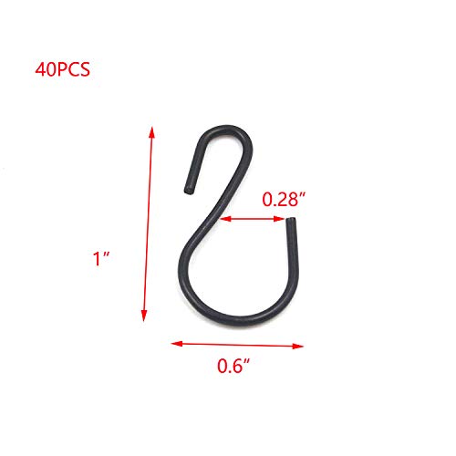 T Tulead Mini Hanging Hooks Iron Hooks Hanger 26×15mm/1"×0.6" Mini S Hooks Pack of 40 for Hanging Pot,Plants,Jewelry