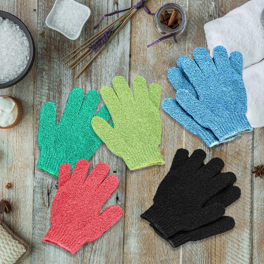 Duufin 14 Pairs Exfoliating Gloves Shower Glove Exfoliator Bath Gloves for Shower, Spa, Massage, Body Scrub, Dead Skin Cell Remover