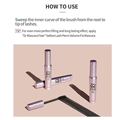 ETUDE Lash Perm Volume Fix Mascara #Black (21AD) | Volume & Curling Mascara that Lasts for Long Hours and Makes them Voluminous