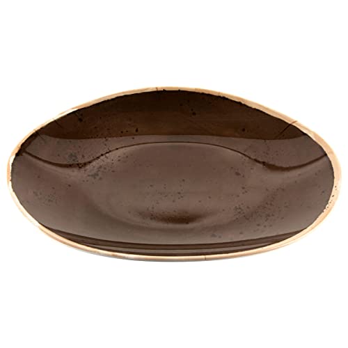 G.E.T. OP-1518-PCF Heavy-Duty Shatterproof Plastic Oval Melamine Serving Platter, 15" x 11", Pottery Coffee