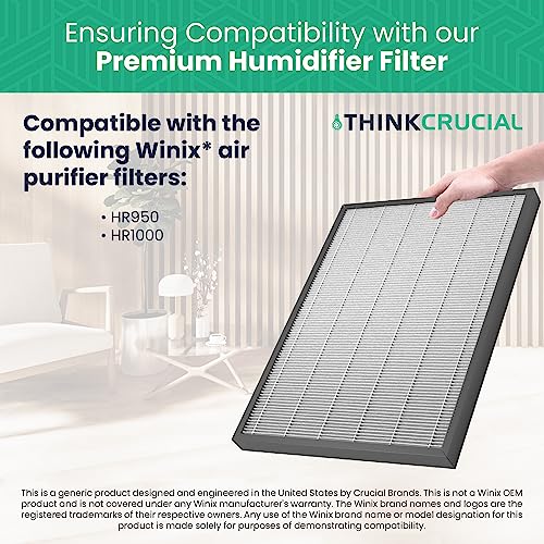 Think Crucial Replacement Air Purifier Filters Compatible with Winix J Models HR950 & HR1000 - Includes 1 Air Purifier Filter & 1 Carbon Filter - Compare to Part # 117130-2 Pack