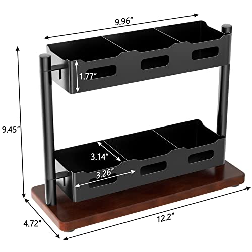 Tea Bag Organizer, 2 Tier Tea Bags Organizer Holdr Holds 50 Teabags, Solid Wood Vertical Tea Storage, Tea Rack for Tea Bags, Countertop, Black
