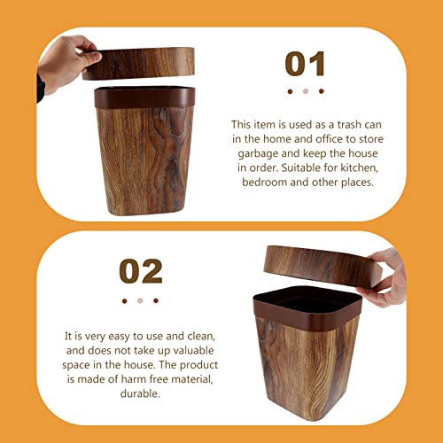 Zerodeko Trash Can Wood Trash Can Lidless Wastebasket Wood Grain Garbage Container Kitchen Trash Bin Office Trash Can for Bathrooms Kitchens Home Offices 11.99X9.43X9.43inch
