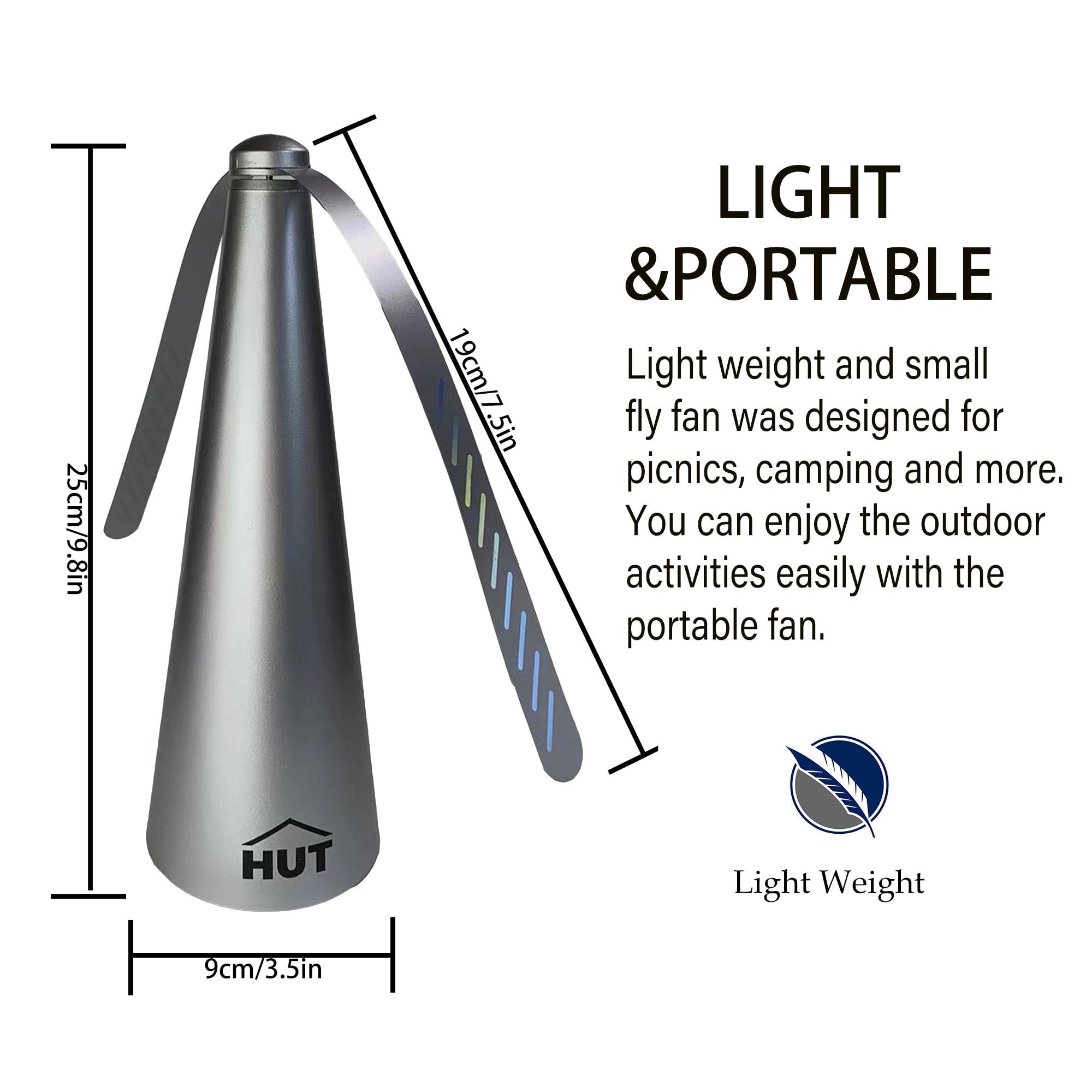 HUT-Fly Fan for Table,Portable Fan for Outdoor Indoor,Restaurant Patio Fly Fan,Battery USB Fan,Silver(4 pack)