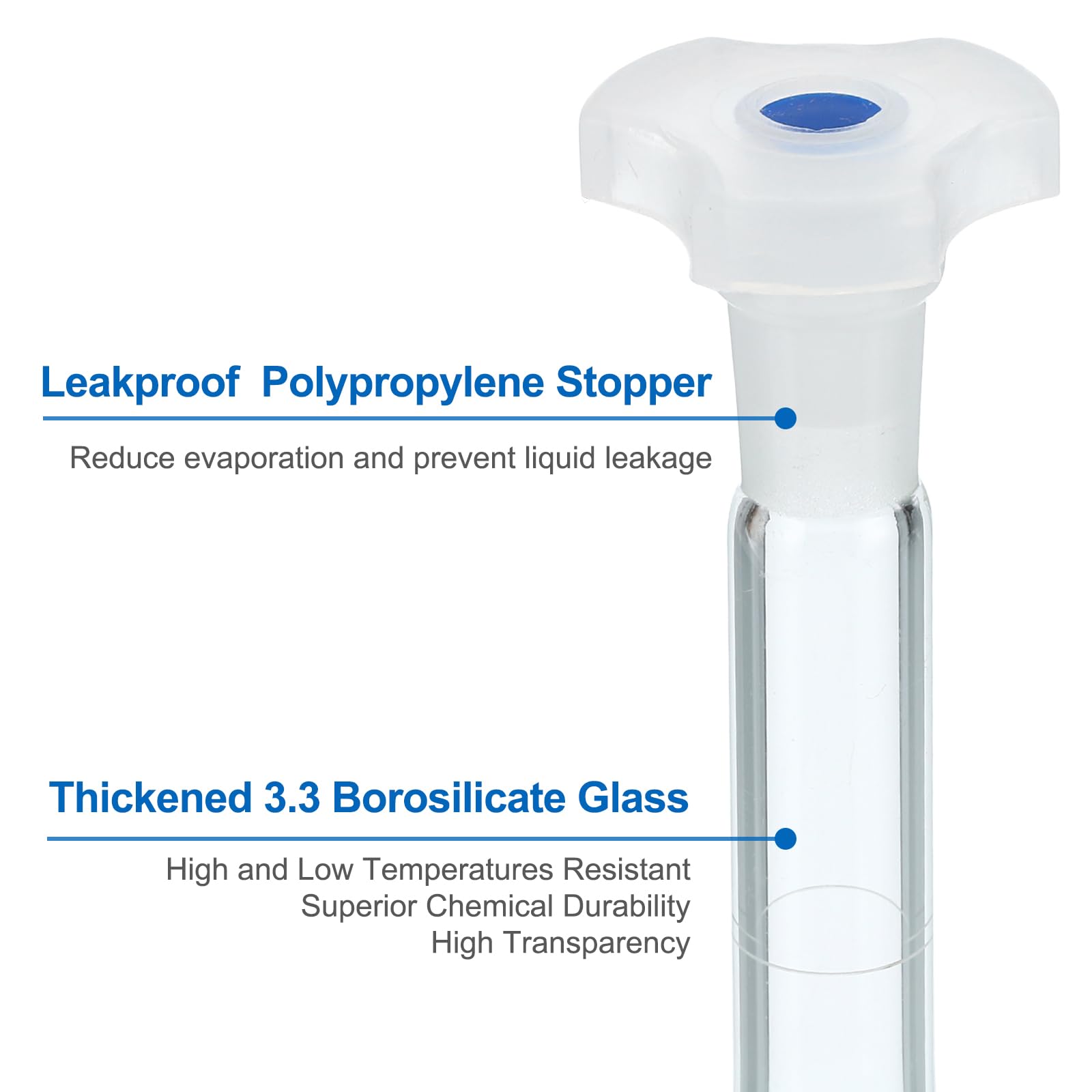 PATIKIL 1000ml Volumetric Flask, 3.3 Borosilicate Glass Graduated Volumetric Measuring Flask with Plug Cap Tolerance 0.4ml for Lab Experiment, Clear