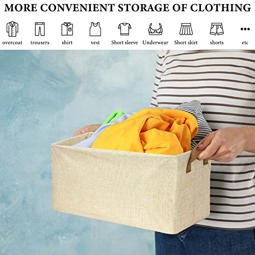 Tasmegol Clothes Steel Frame Storage Drawer Organizer Bins Foldable Closet Underwear Dresser Wardrobe Linen Fabric Cloth Box for Clothing Sock Bra Folded Pants Shirt(3 Sets Beige)