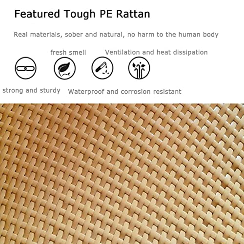 ENPAP Rattan Woven Serving Tray Floating Breakfast Table Serving Buffet Round Tray Drink Holders for Swimming Pool Beach Party Refreshment Durable Foam UV Resistant (Color : Brown, Size : 80cm)
