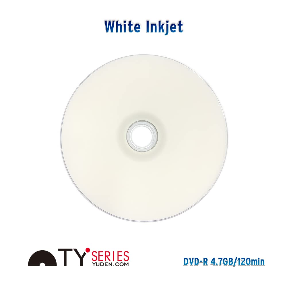 PlexDisc TY Series DVD-R 16X 4.7GB White Inkjet Hub Printable Blank Discs β 50 Pack Cake Box (FFP), Writable and Recordable Media for Data, Video, and Audio