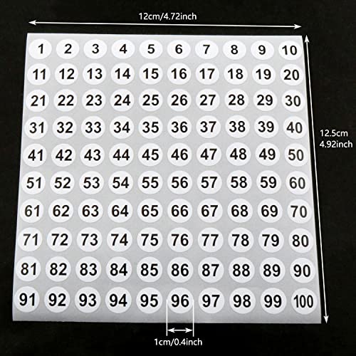 Number Stickers LUORNG 20 Sheets 0.4" 1 to 200 Digital Sticker Circular Self Adhesive Labels Black on White (10 Sheets 1 to 100 and 10 Sheets 101 to 200)