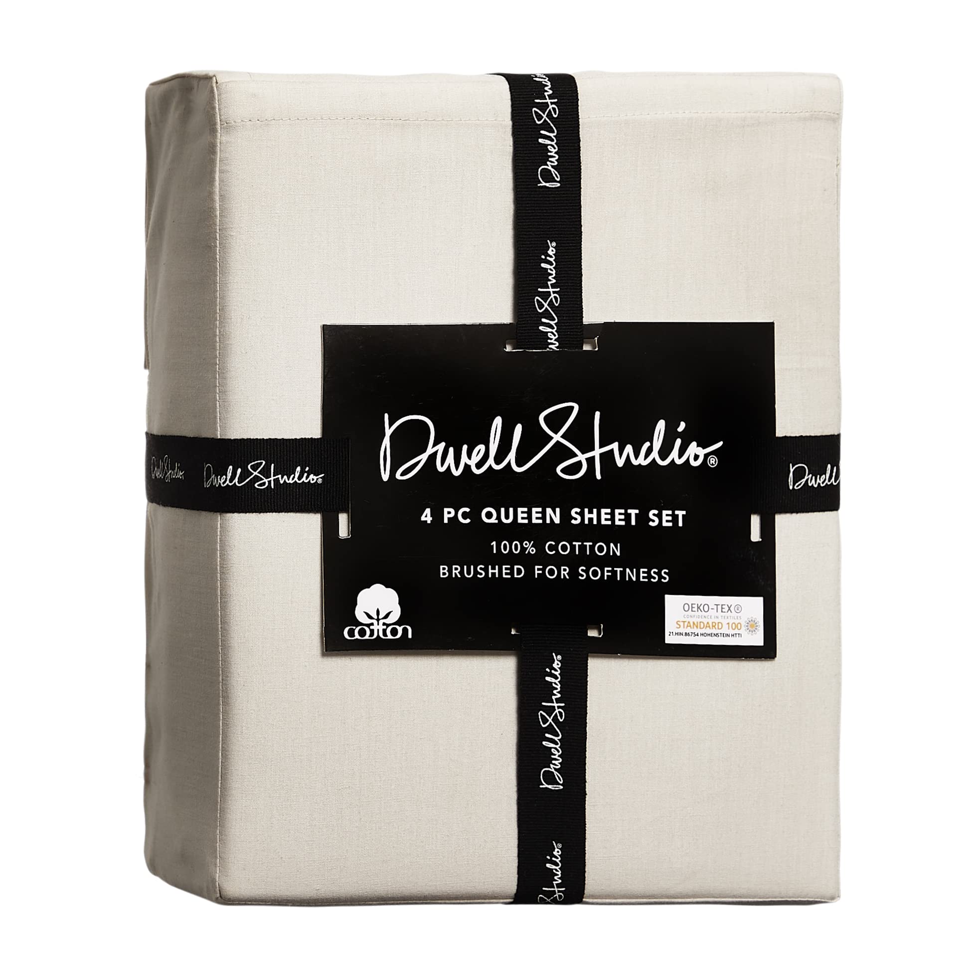Dwell Studio 4-Piece 2000 Thread Count Cotton Rich Sheet Set - Deep Pocket, 4 Piece - 1 Flat, 1 Deep Pocket Fitted Sheet and 2 Pillowcases, Crisp Cool and Strong Bed Linen (King. White)