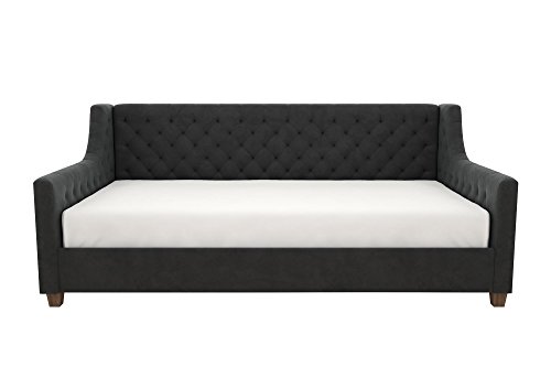 DHP Jordyn Diamond Tufted Upholstered Daybed/ Sofa Bed, Twin Size Frame, Gray Velvet