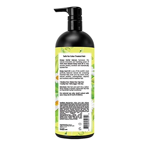 Hempz, Tea Tree & Chamomile Gentle Cleansing Herbal Shampoo, Invigorationg Mint Scent, 33.8 oz.