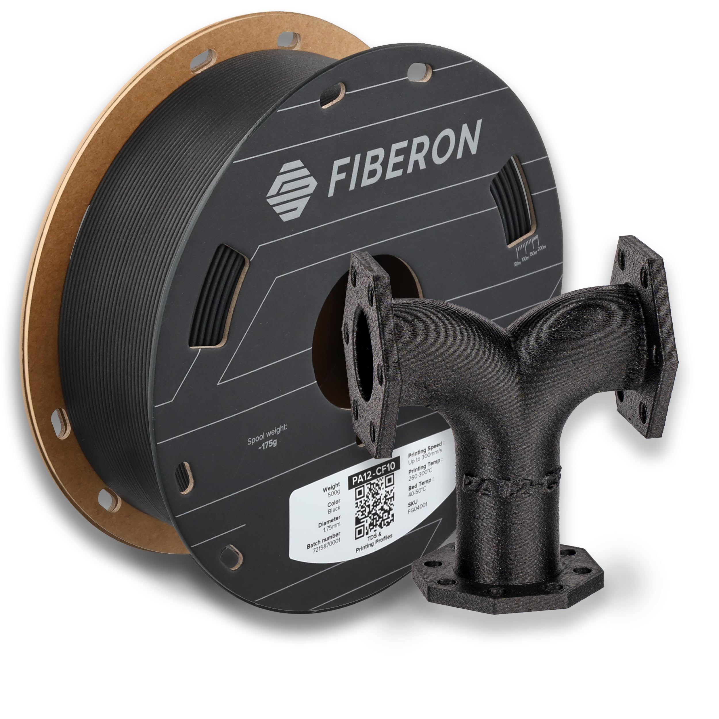 Polymaker PA6-CF Nylon Filament 1.75 Black, 500g Carbon Fiber Nylon Filament 1.75mm, Cardboard Spool - PolyMide PA6-CF Warp Free Nylon 3D Printer Filament