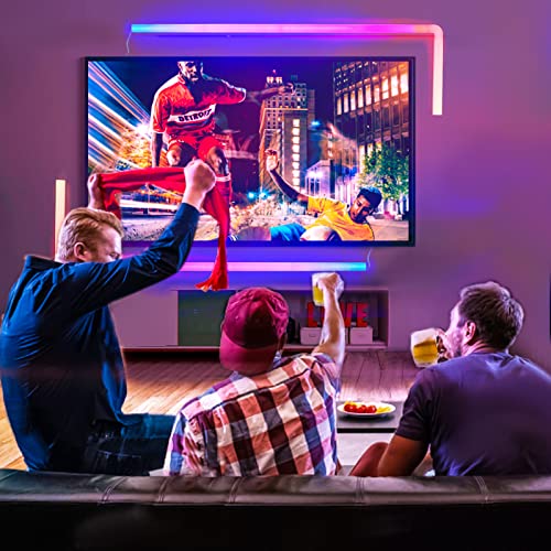 MELIFO Glide FRGBIC Wall Lights,Music Wall Lights Works with Bluetooth and App,Smart FRGBIC Wall Sconces for Bedroom,Music Wall Lights,Strip Lights for Party,Karaoke (3Pcs+2Corners)