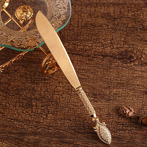 European Style Wedding Cake Knife and Server Set Exquisite Cake Cutting Set for Wedding Cake Cutting Set for Wedding (Gold-1)