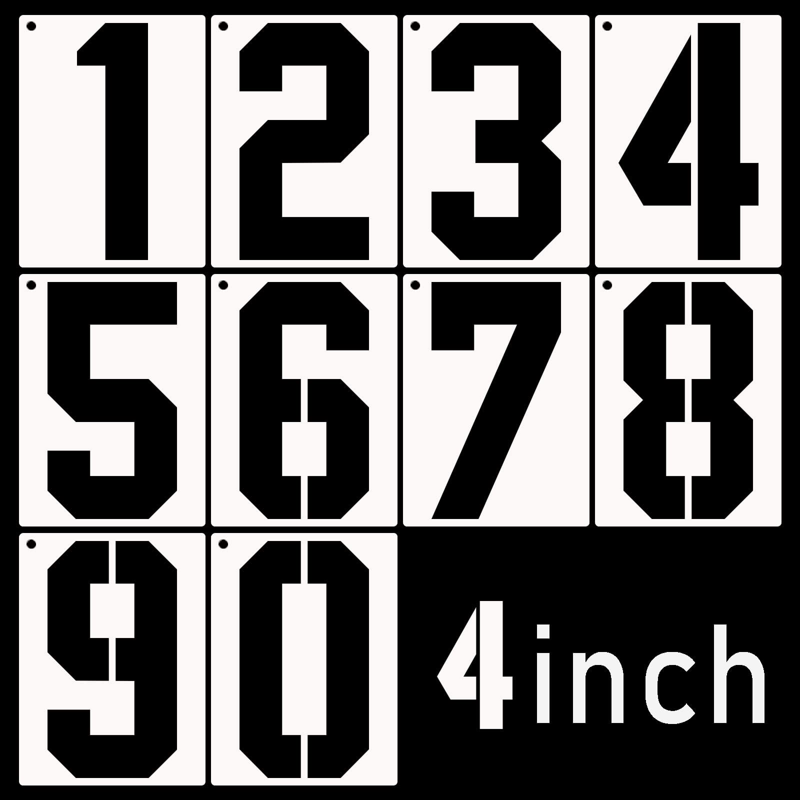DXCYZ 4 Inch Large Number Stencils Kit 0-9 Address Number Stencils, 10PCS Reusable Plastic Painting Number Templates for Mailbox Signs, Door, Cars
