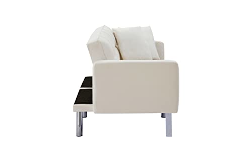 LCH Modern Tuft Futon Couch Convertible Loveseat Sleeper Reclining Sofa Bed Twin Size with Arms and 2 Pillows for Living Room, Beige