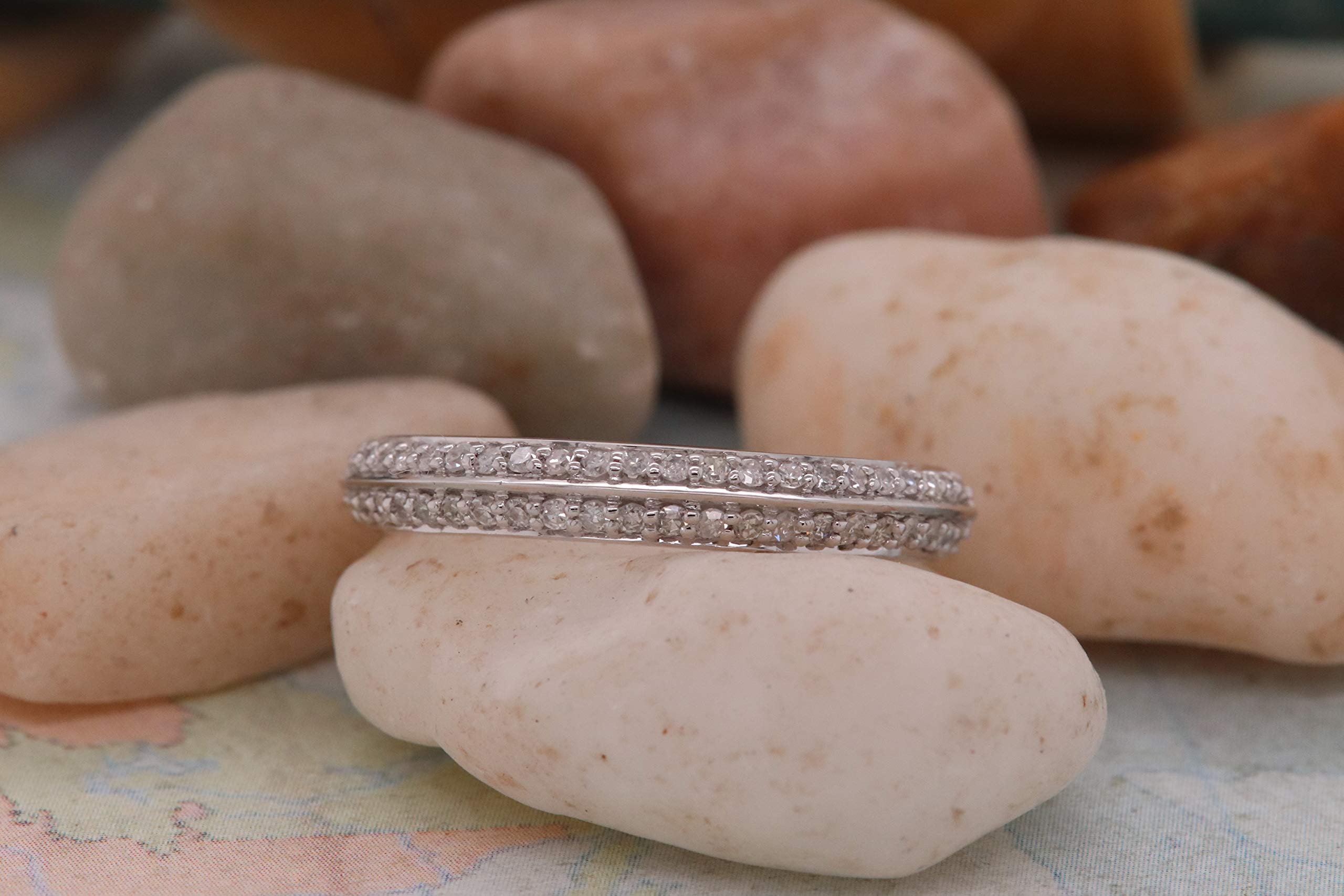Dazzlingrock Collection 0.25 Carat (Cttw) 14K Round White Diamond Anniversary Stackable Knife edge Ring 1/4 CT, White Gold, Size 5.5