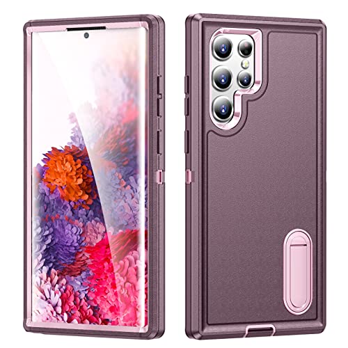 MYY for Galaxy S22 Ultra Case, Heavy Duty Shockproof Anti-Scratch Rugged Protective Case with Kickstand for Samsung Galaxy S22 Ultra 6.8 Inch 2022 (Fuchsia/Pink)