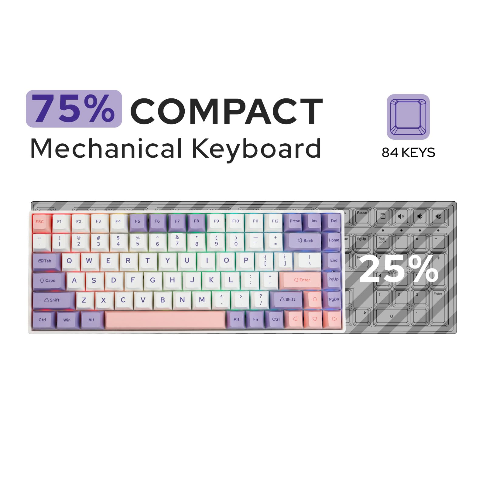 EPOMAKER EP84 84-Key RGB Hotswap Wired Mechanical Gaming Keyboard with PBT Dye-subbed Keycaps for Mac/Win/Gamers (Gateron Red Switch, Grey Black)