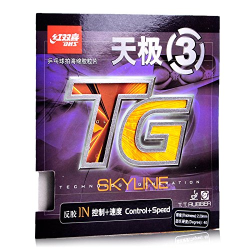 DHS Neo Skyline 3 Table Tennis Rubber Shee-Ping Pong Rubber (39°, Black)
