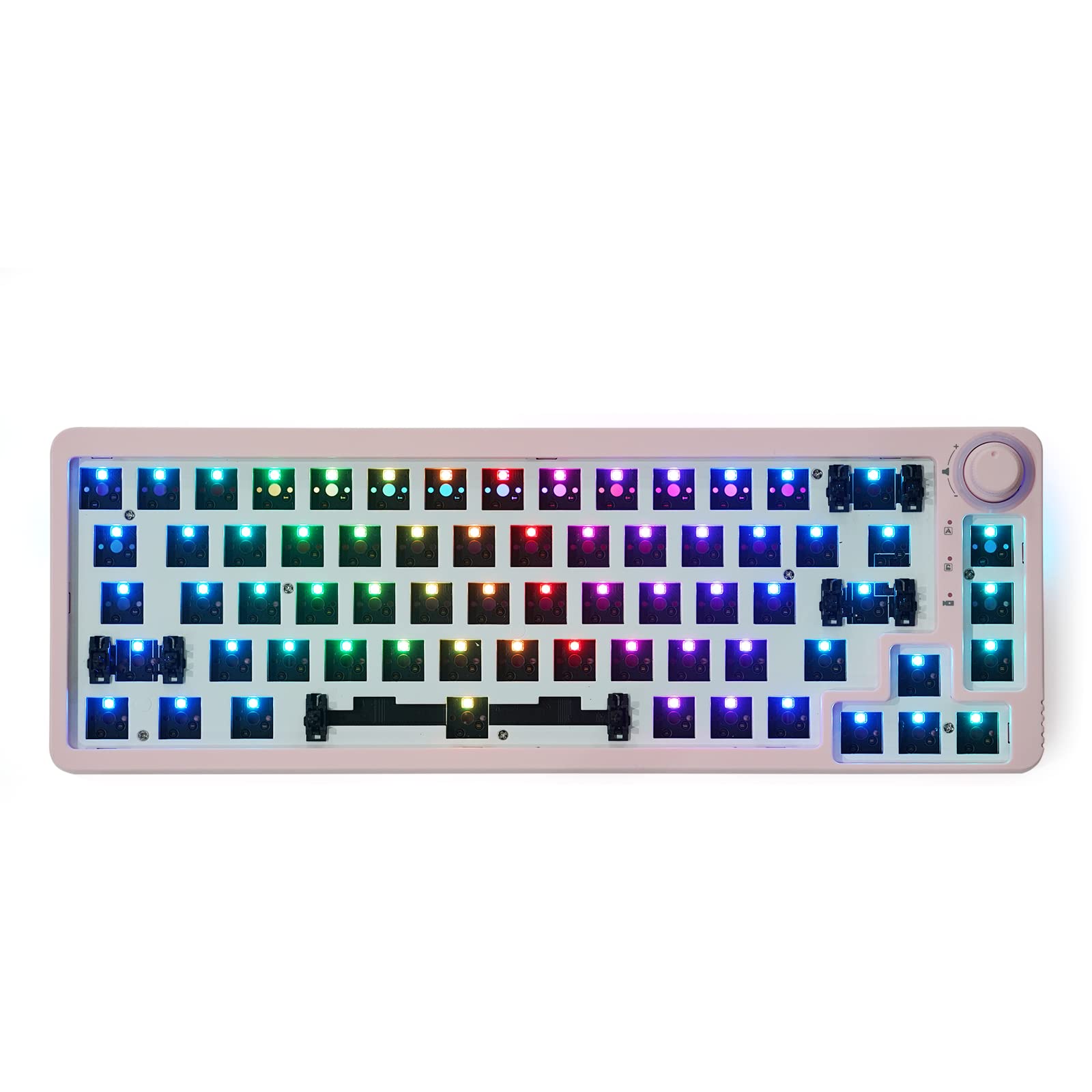 EPOMAKER TH68 65% 68 Keys RGB Hot Swappable Bluetooth 5.0/2.4Ghz Wireless/USB-C Triple Modes Keyboard DIY Kit with Rotary Knob, Compatible with 3 Pin/5 Pin Gateron Otemu Kail Switch (Th68 Pink)