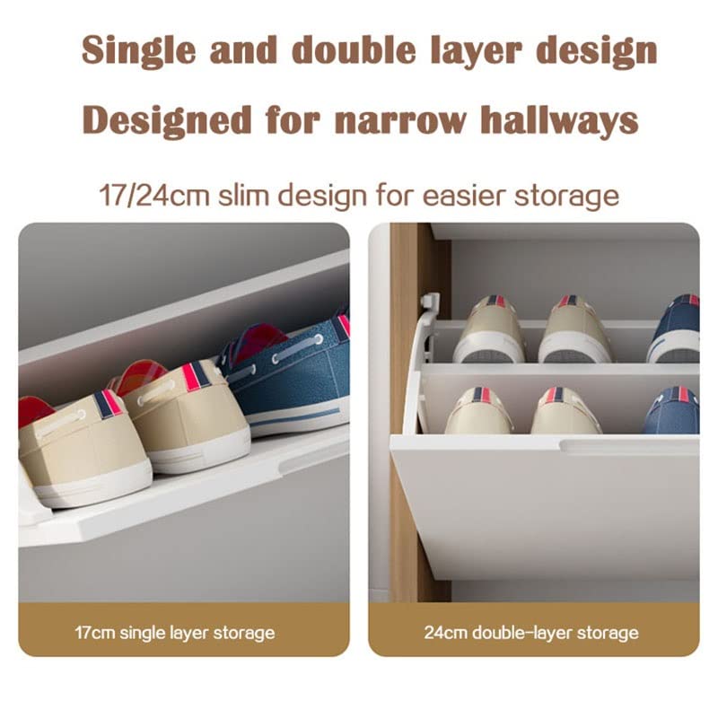LDCHNH Living Room Shoe Rack Organizer Cabinet Thin Shoe Cabinet Door Tipping Bucket Shoe Cabinet for Small Apartment (Color : D, Size : 100cm)
