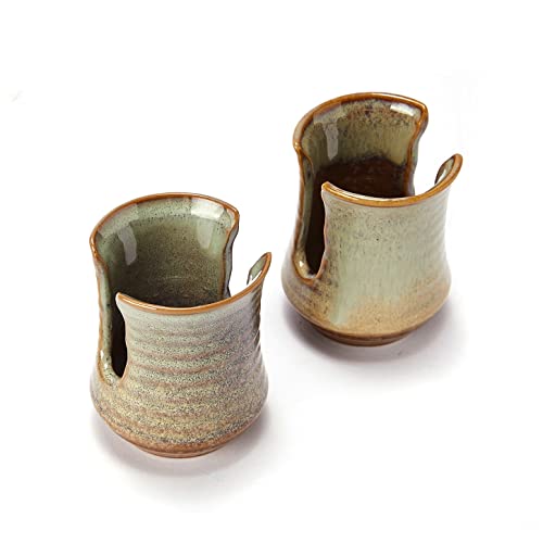 Pottery Sponge Holder Slotted Stoneware Ceramic Porcelain Sponge Holder by Gute for Father, Mother, Cleaning Supplies - Decorative Kitchen Décor - Organizer for Cleaning Dishes (Brown)