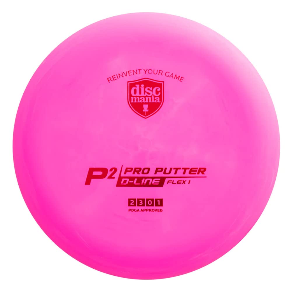 Discmania D-line P2 Flex 1 Disc Golf Putter 173-176g โ Flex 1 Plastic, Softer Grippier Disc Golf Putter (Colors May Vary)