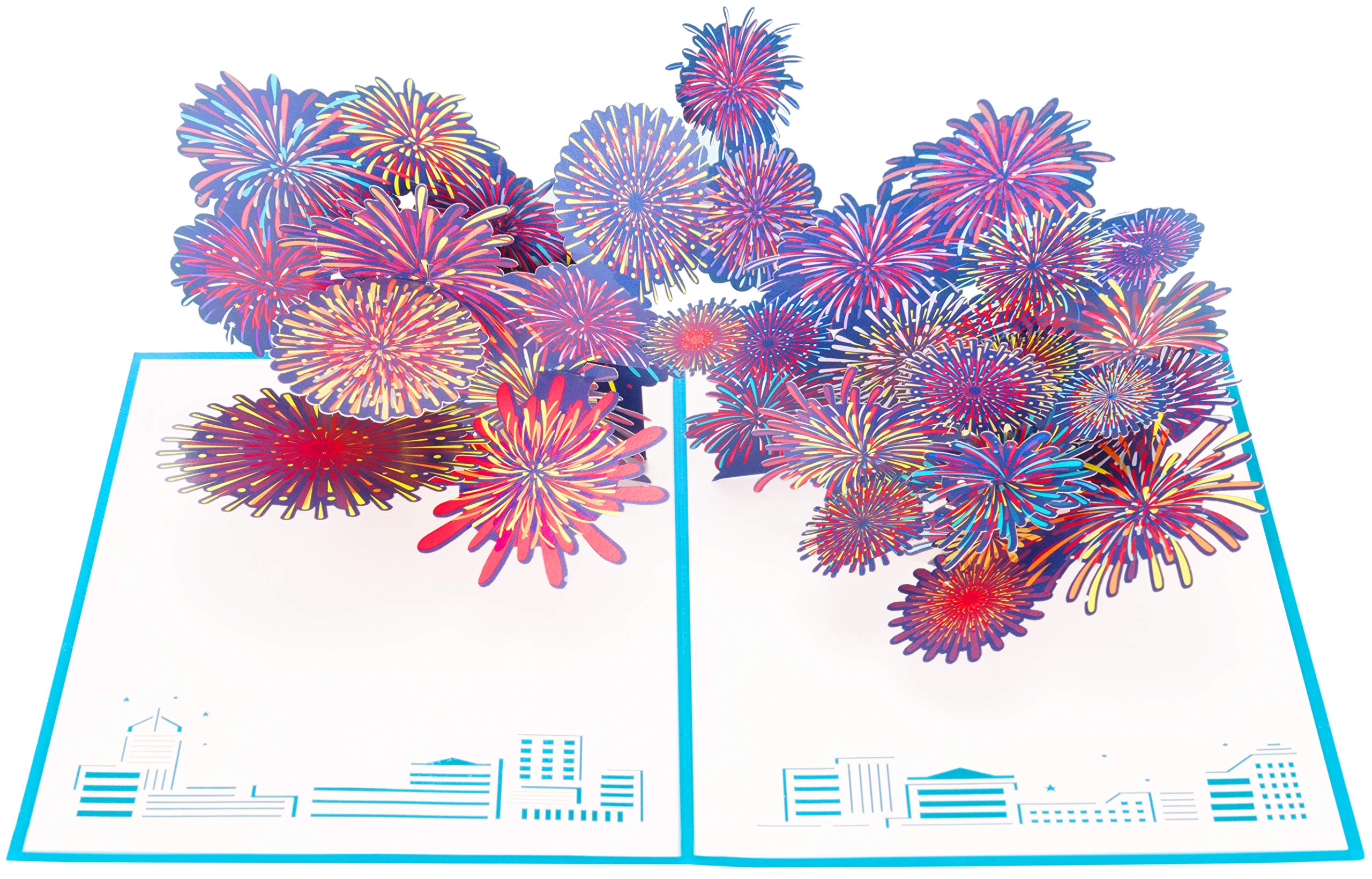 PopLife Fireworks 3D Pop Up New Years Card - NYE Popup, Happy Birthday, Independence Day Fourth of July, Congratulations Card - Fold Flat for Mailing - for Son, for Daughter, for Friend, for Co-worker