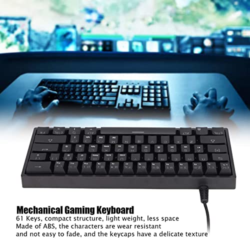 Goshyda Wired Mechanical Gaming Keyboard, 61 Keys RGB Backlight ABS Material Lightweight Portable Plug and Play Blue Switch Keyboard for Home Office