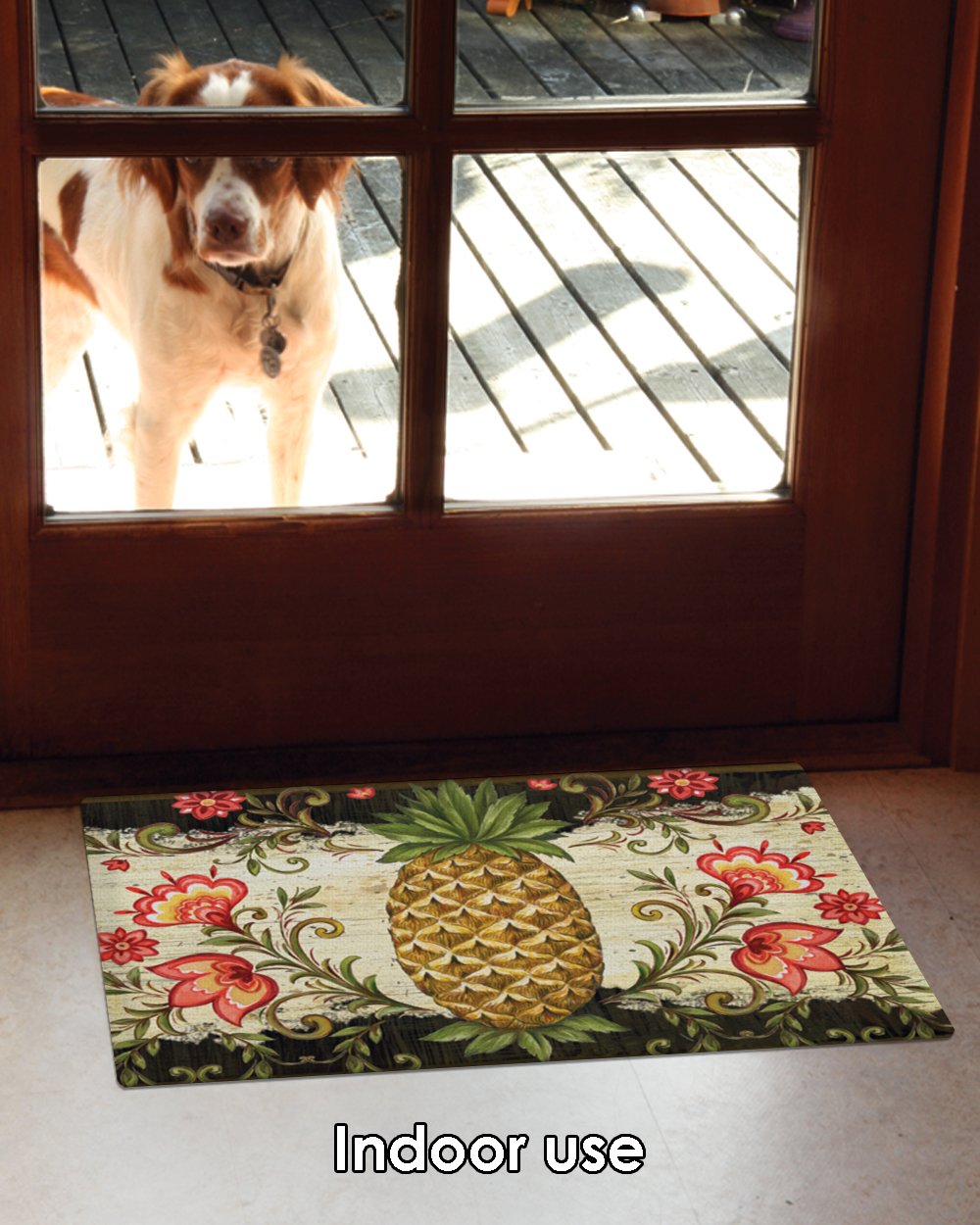 Toland Home Garden 800044 Pineapple & Scrolls Fruit Door Mat 18x30 Inch Flower Outdoor Doormat for Entryway Indoor Entrance