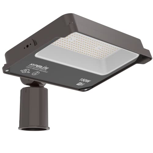 HYPERLITE LED Parking Lot Light 150W with Dusk to Dawn Photocell, 5000K Outdoor Commercial Area Lighting with UL Certified, IP65 Waterproof LED Pole Light with Adjustable Slip Fitter mounting
