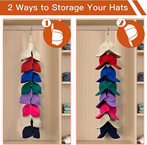 HYDERMUS Hat Rack 2 Pack for 32 Baseball Caps with Adjustable Height Hanging Baseball Hat Organizer for Closet Metal Hat Holder with 32 Clips Hat Storage Hat Hanger for Wall Door Closet 42.5 in