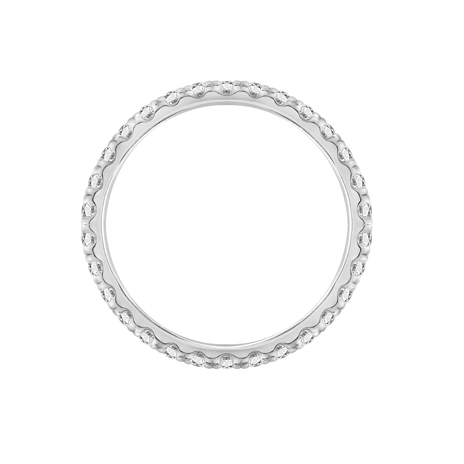 DIAMONBLISS Stackable Thin Eternity Ring for Women | Platinum Plated 925 Sterling Silver Infinity Band | 2mm Round Cut Cubic Zirconia CZ Simulated Diamond, Size 6