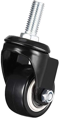 uoboeuq 1.5 Inch Swivel Caster Wheels PU 360 Degree Threaded Stem Caster Wheel M8 x 25mm, 330lb Total Load Capacity, Pack of 4