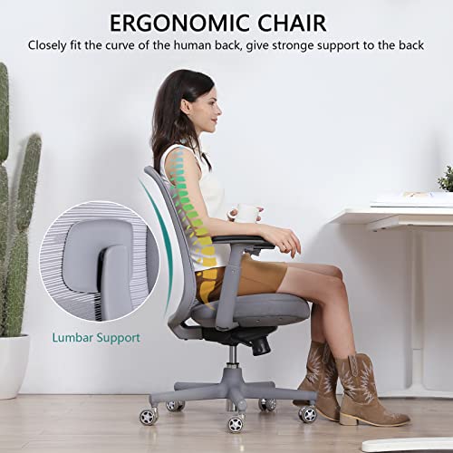 Odinlake Ergonomic Office Chair Mesh - 3D Adjustable Armrest Home Office Desk Chairs with Lumbar Support - Computer Swivel Task Chair Mid Back Office Chairs with PU Wheels(Model: Ergo Core 625)