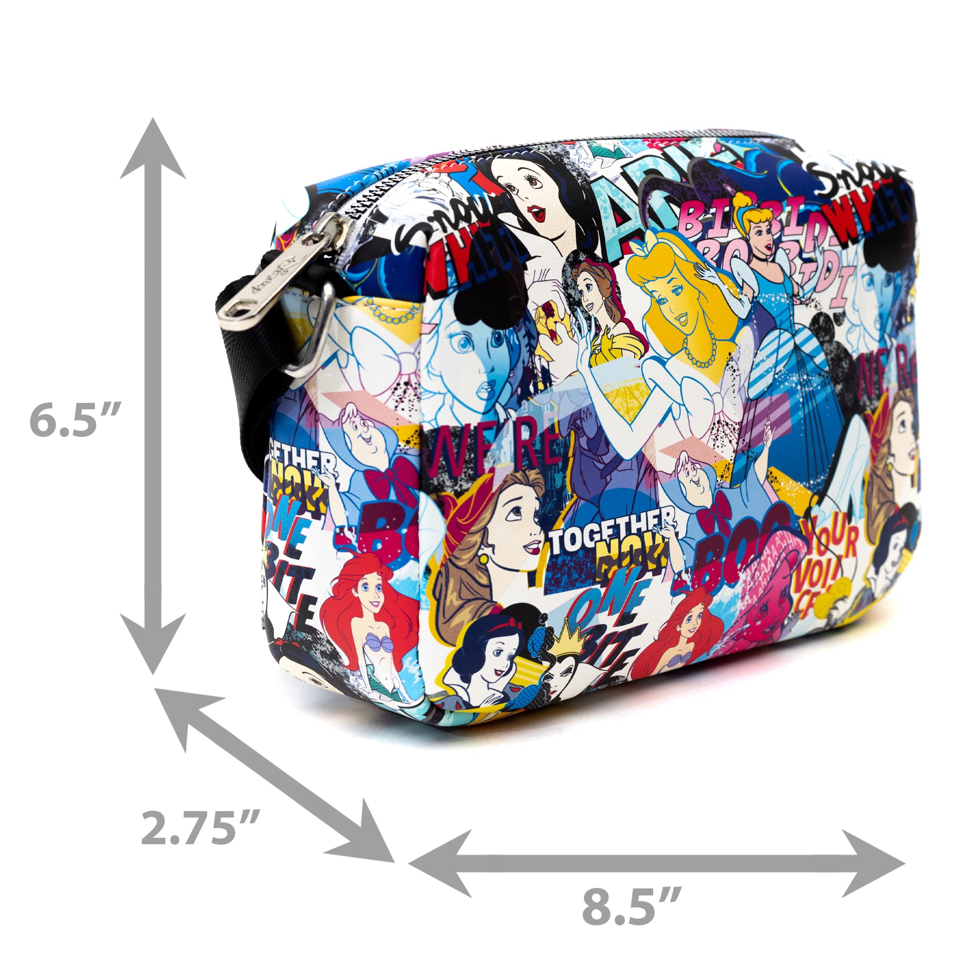 Disney Bag, Cross Body, Rectangle, Disney Princess and Villains Pop Art Poses Stacked Collage, Vegan Leather