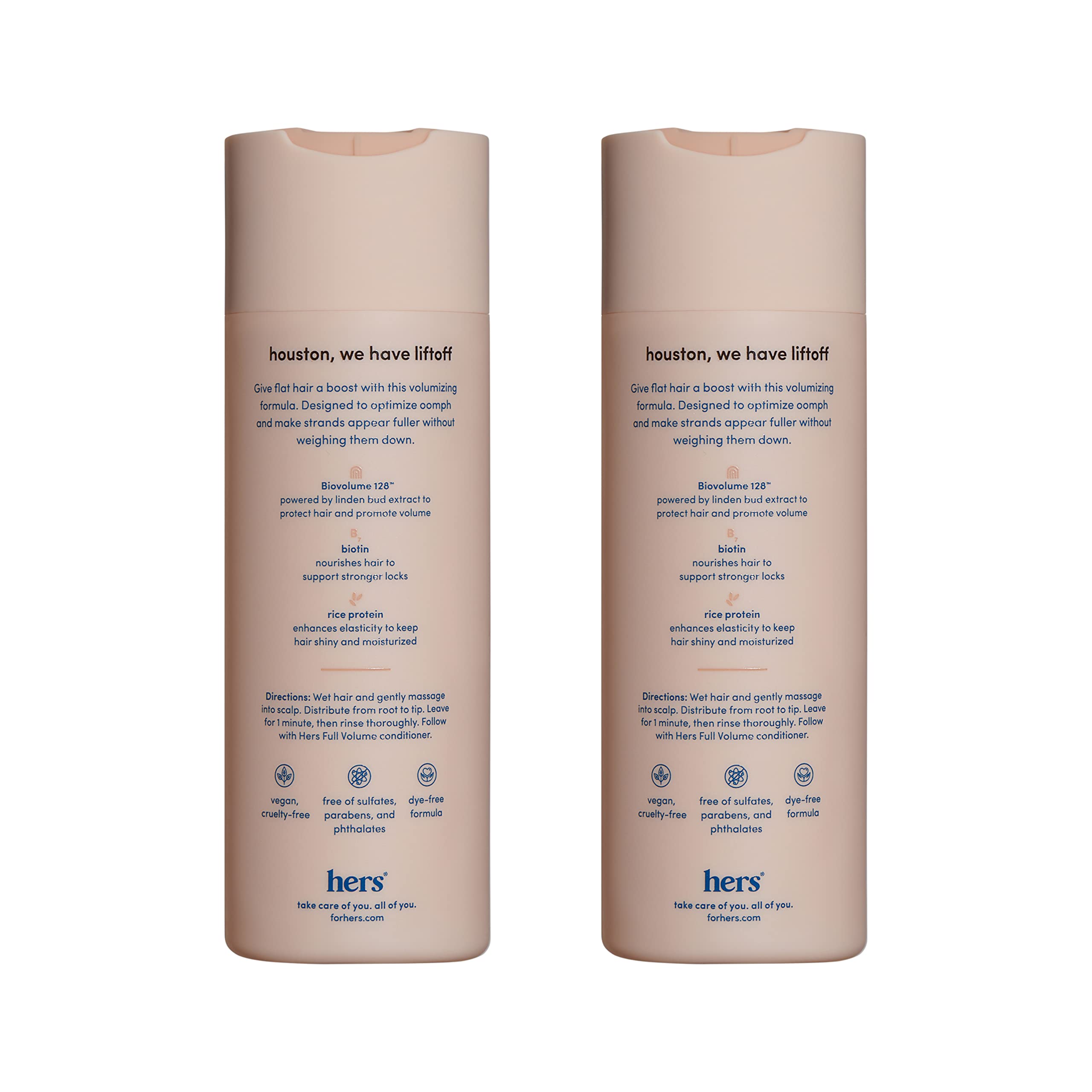 Hers Full Volume Shampoo 2 Pack - Volumizing Shampoo for Women - Soft Cedar & Citron - Women's Natural Shampoo Adds Volume, Shine & Bounce - 2 x 6.4 fl oz