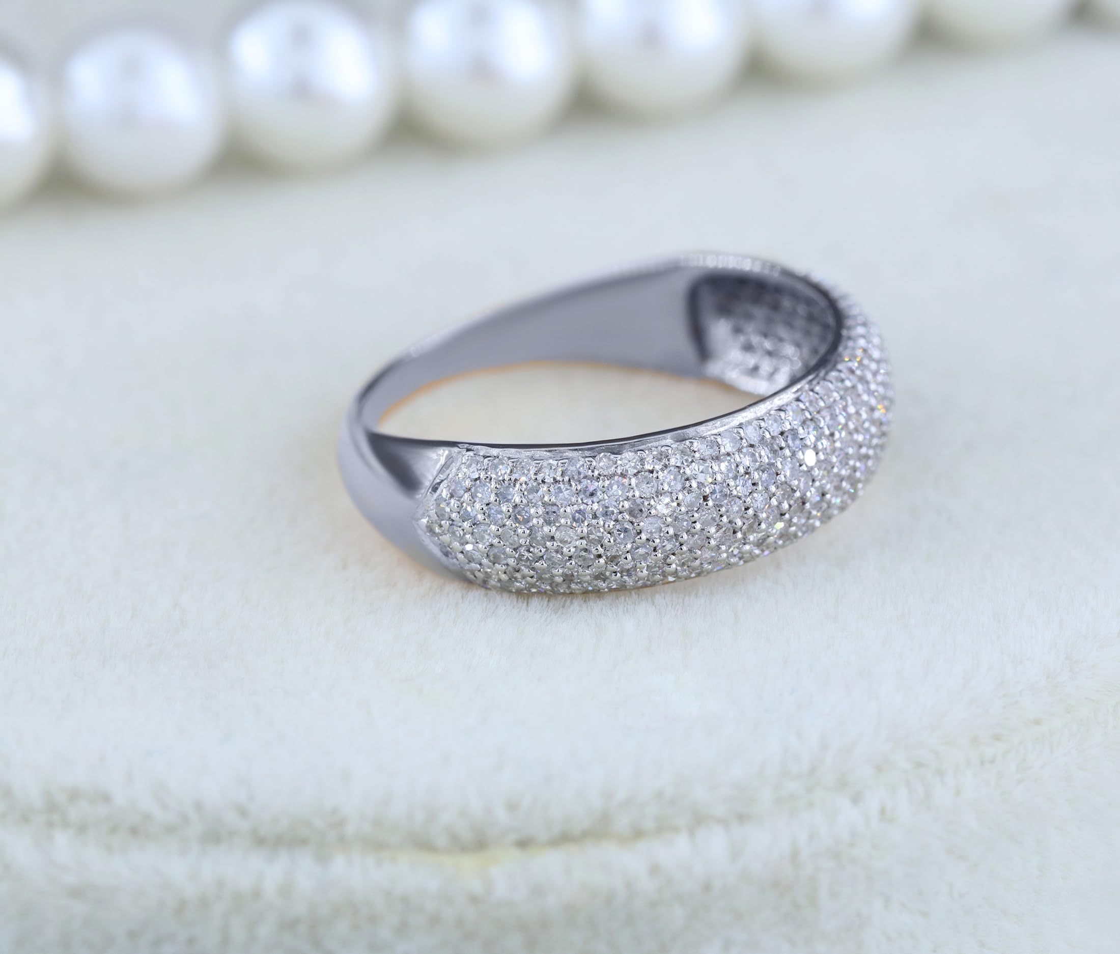 Dazzlingrock Collection 0.90 Carat (Cttw) Round White Diamond Women Anniversary Band, 10K White Gold, Size 5.5