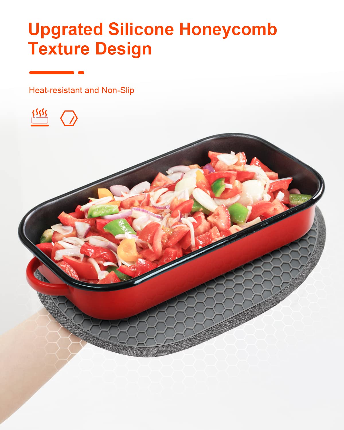 Pot Holders for Kitchen Heat Resistant, Silicone Pot Holders Set of 2 Hot Pads Pot Holders with Pocket Machine Washable for Cooking Baking, 9.8"x7.6"