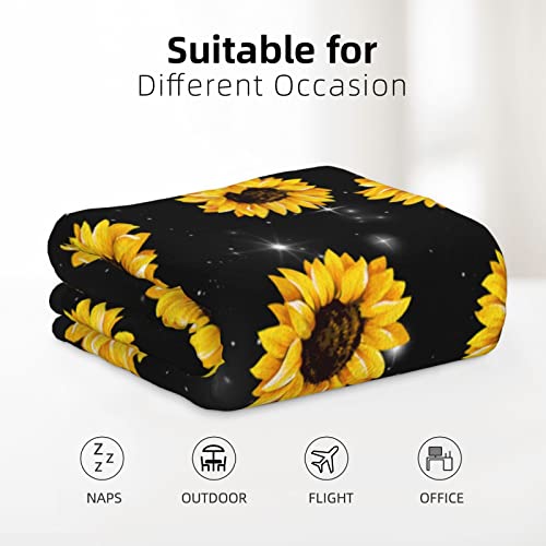 Sunflower Blanket Soft Warm Plush Blankets Flower Plant Throw Blanket for Adults Kids Bed Sofa Office 60"x50"