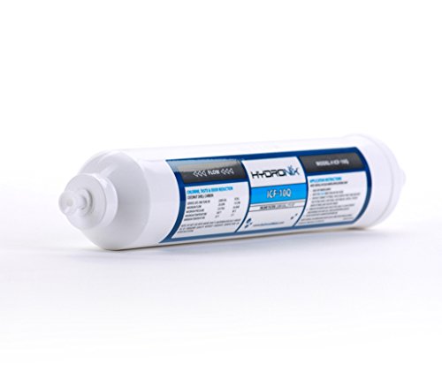 Hydronix ICF-10Q/3 Inline Post Activated Carbon Water Filter Replacement Cartridge with 1/4-Inch Quick Connect for Refrigerator, Ice Maker, RO Reverse Osmosis System, 2000 Gallons (3 Pack)