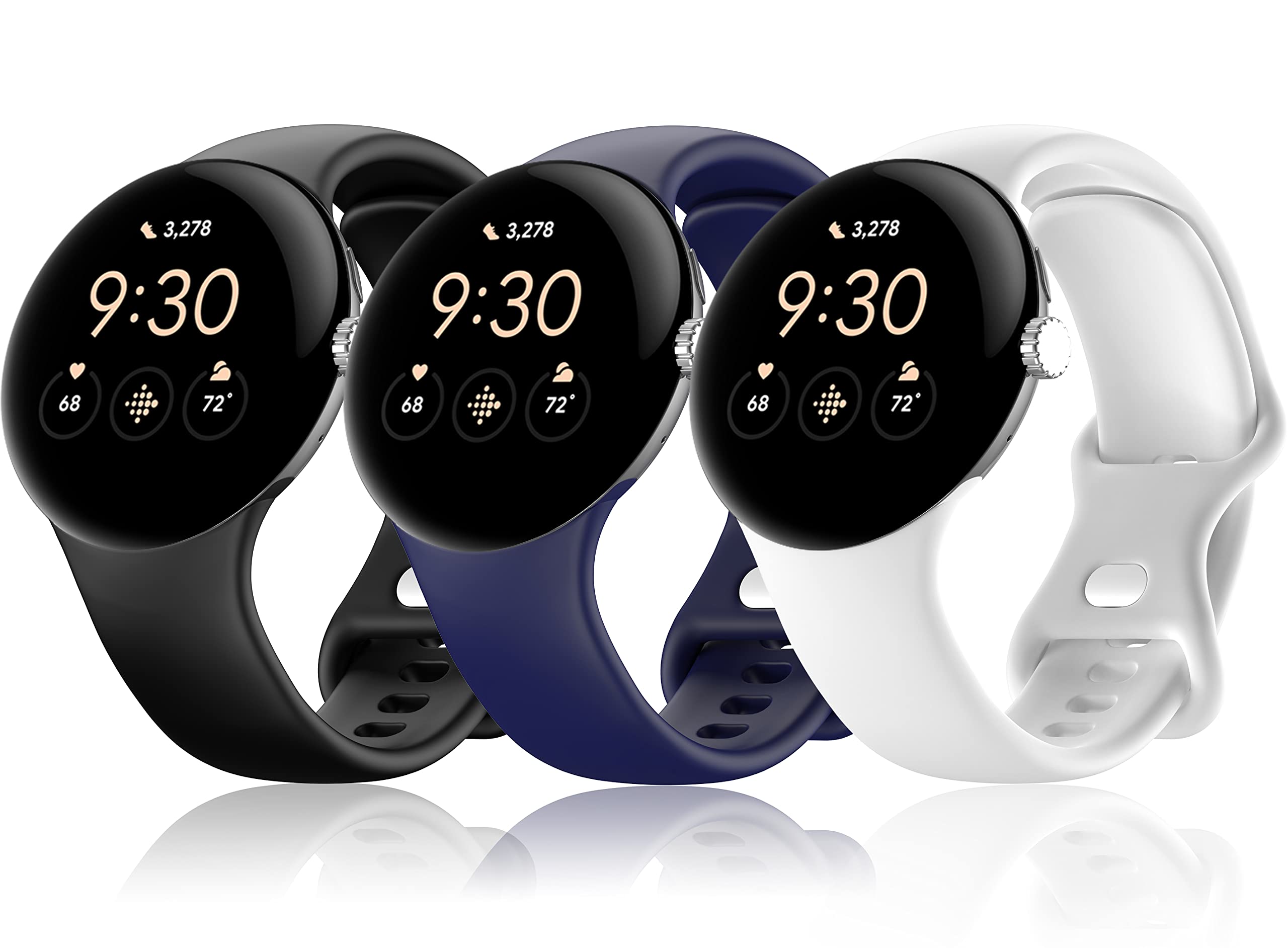 Farluya 5 Pack Bands Compatible with Google Pixel/Google Pixel 2 Watch for Women Men, Soft Silicone Durable Strap Replacement Wristband for Google Pixel Google Pixel 2 Smartwatch Accessories