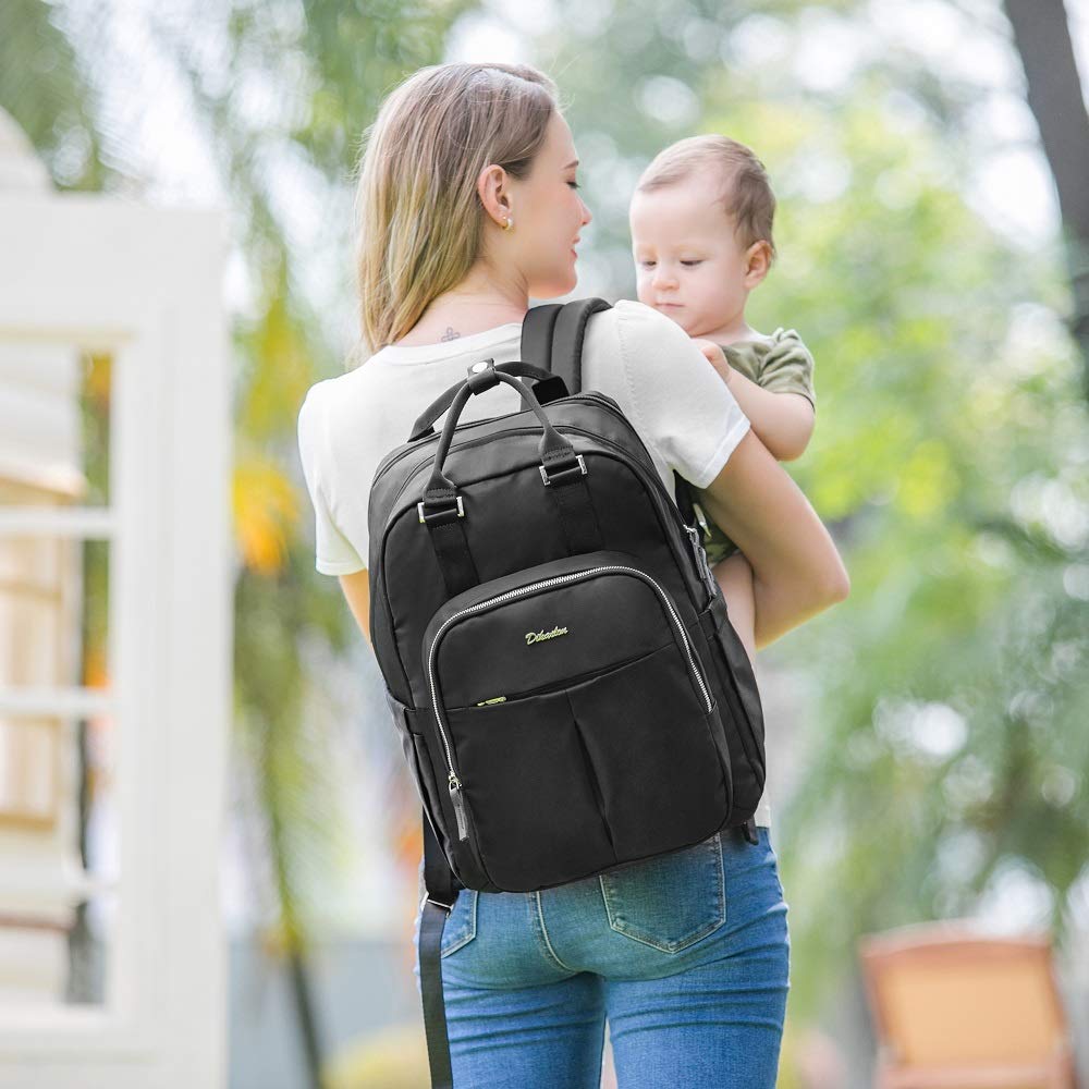 Dikaslon Diaper Bag Backpack, Unisex Multifunction Practical Back Pack Baby Changing Bags for Mom and Dad, Boys and Girls, Dark Gray